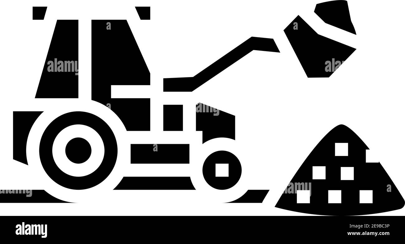 tractor stone gravel loading machine glyph icon vector illustration ...