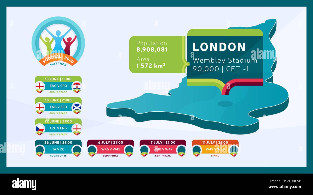 Isometric London country map tagged in England stadium which will be ...
