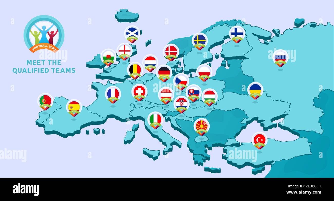 European 2020 football championship Vector illustration with a map of ...