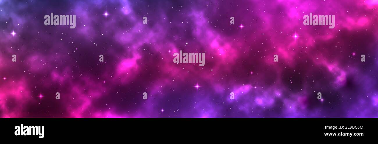 Space background wide. Cosmic backdrop with stars and nebula. Realistic ...