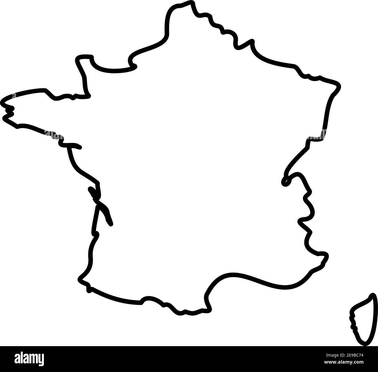 France - solid black outline border map of country area. Simple flat ...