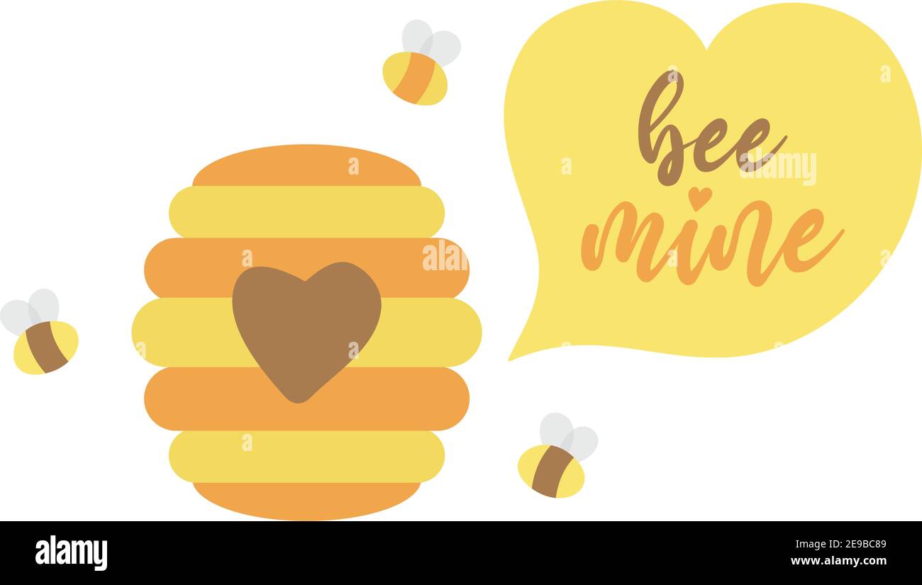 Bee mine cute vector illustration valentine's day greeting card with ...