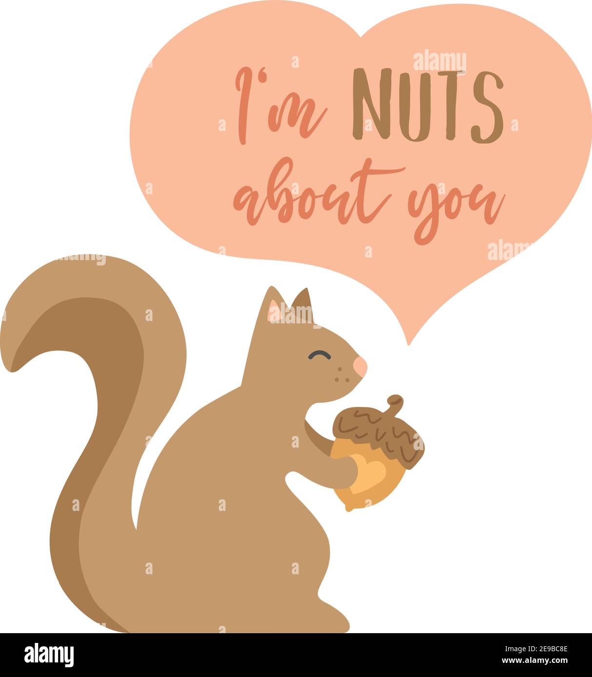 I(m nuts about you cute squirrel vector illustration valentine's day ...