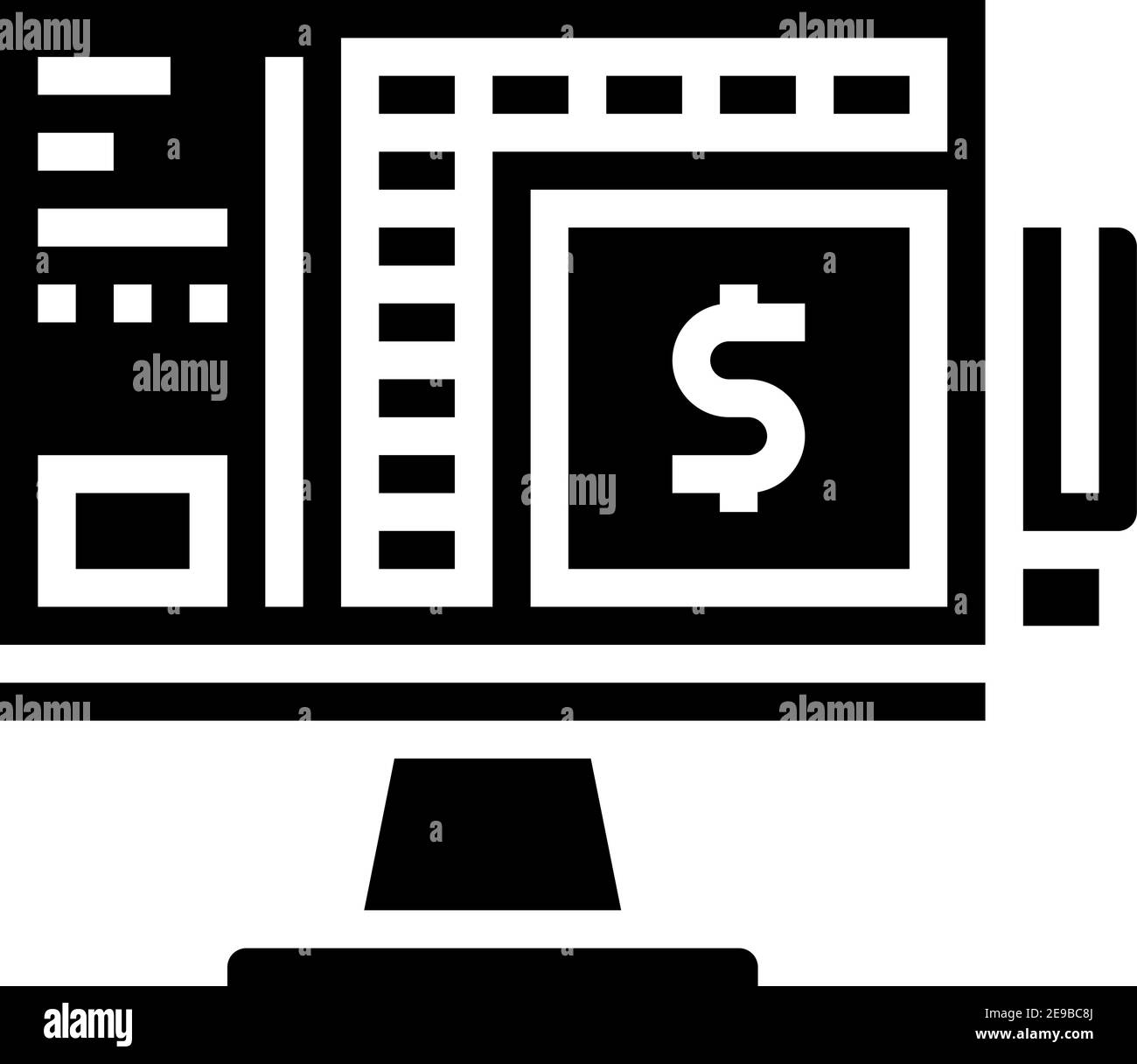 shop self service pos terminal computer glyph icon vector illustration ...