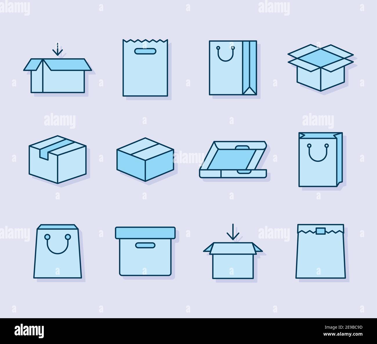 set of packages icons on a light pink background Stock Vector Image ...