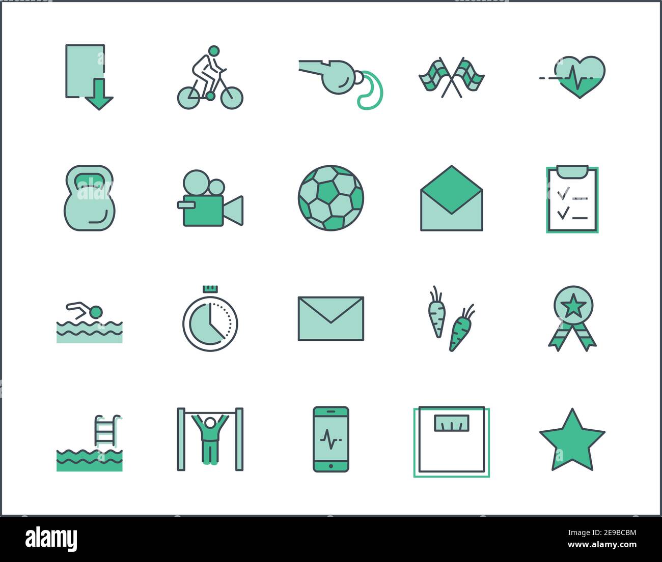 Set of Fitness Vector Line Icons. Contains such Icons as Cycling ...