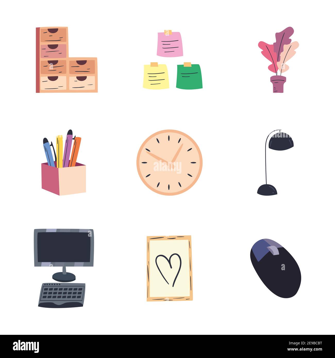 workplace icon set design, work office and telecommuting theme Vector ...