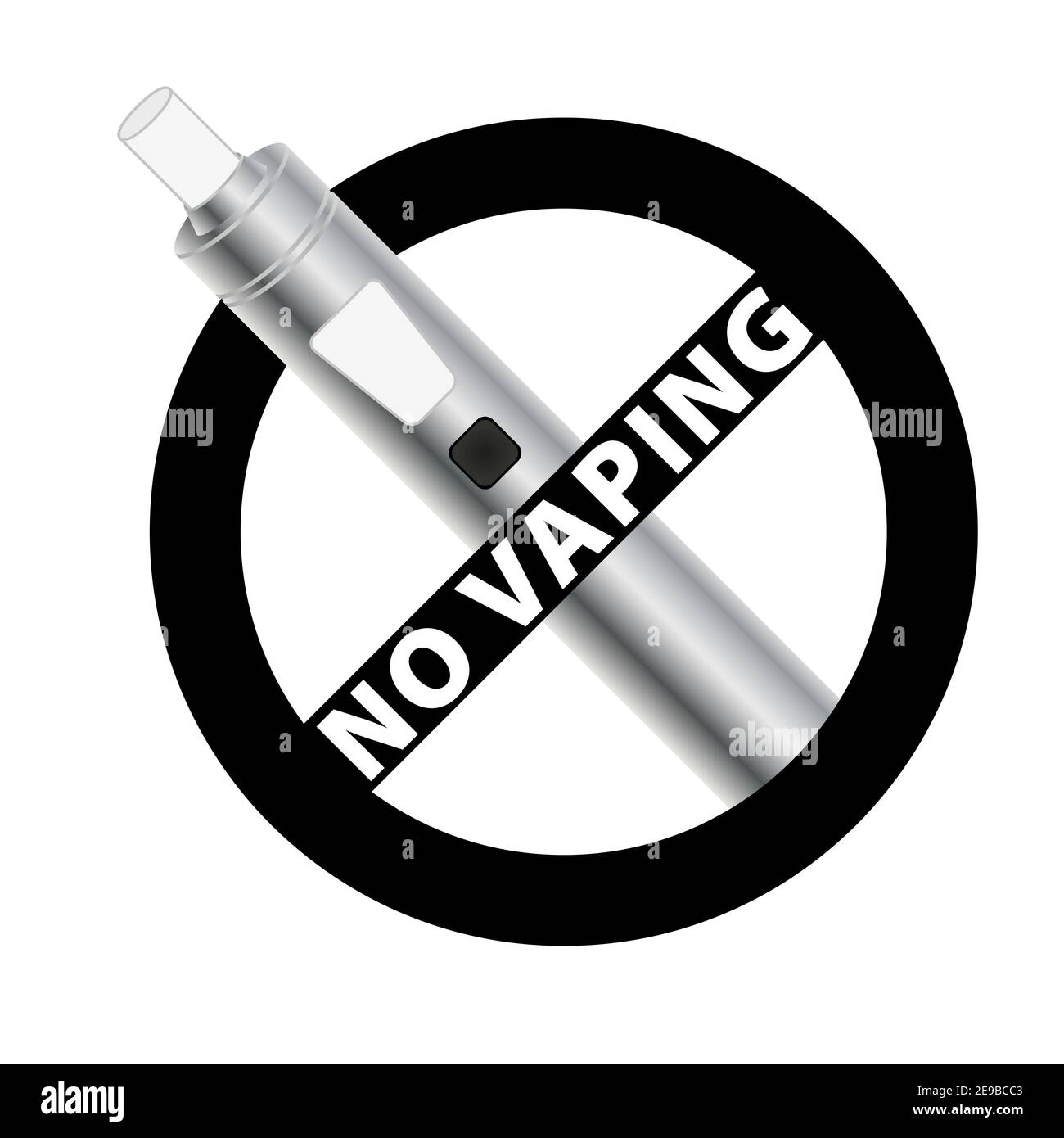 No vaping black sign. Vape silver electronic cigarette device. Vector ...