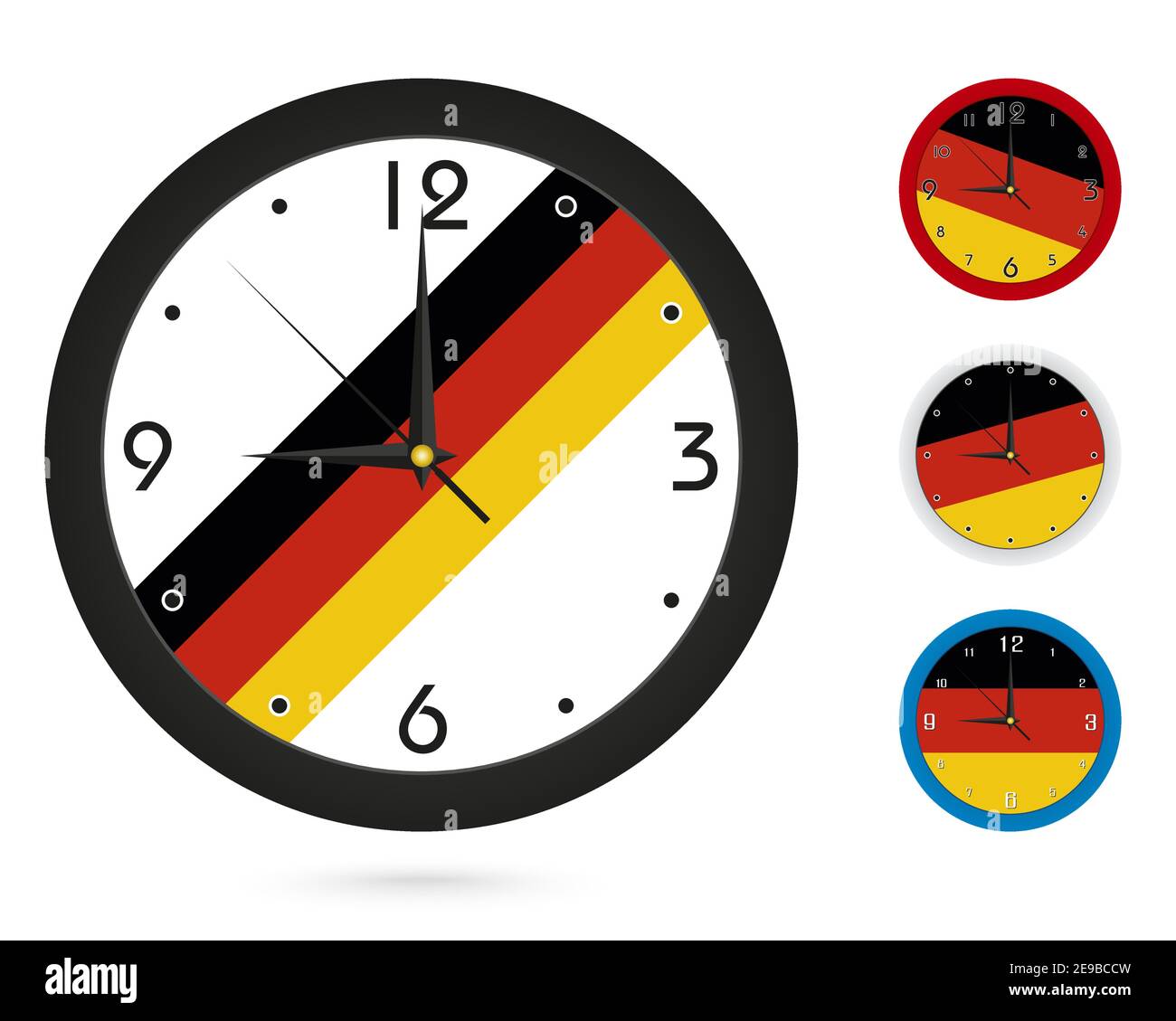 Wall Clock Design with National Flag of Germany. Four different design ...