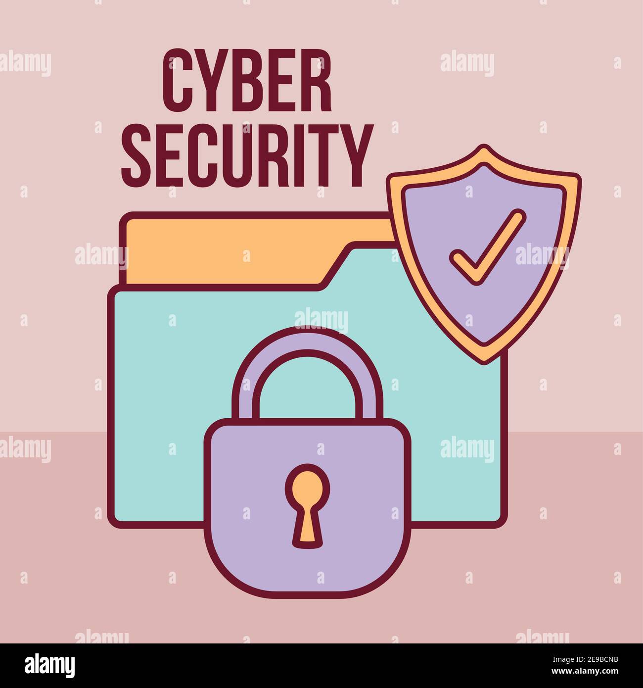 cyber security lettering and folder with a padlock Stock Vector Image ...