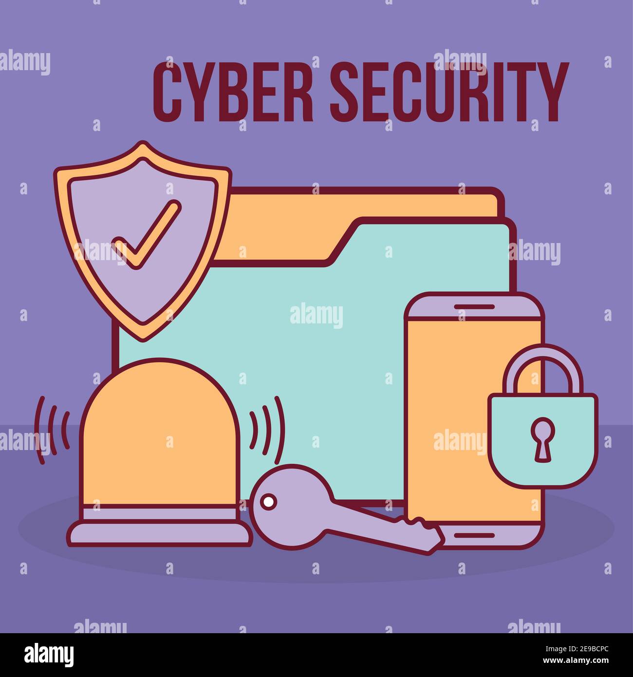 cyber security lettering and folder with a padlock and bundle of cyber ...