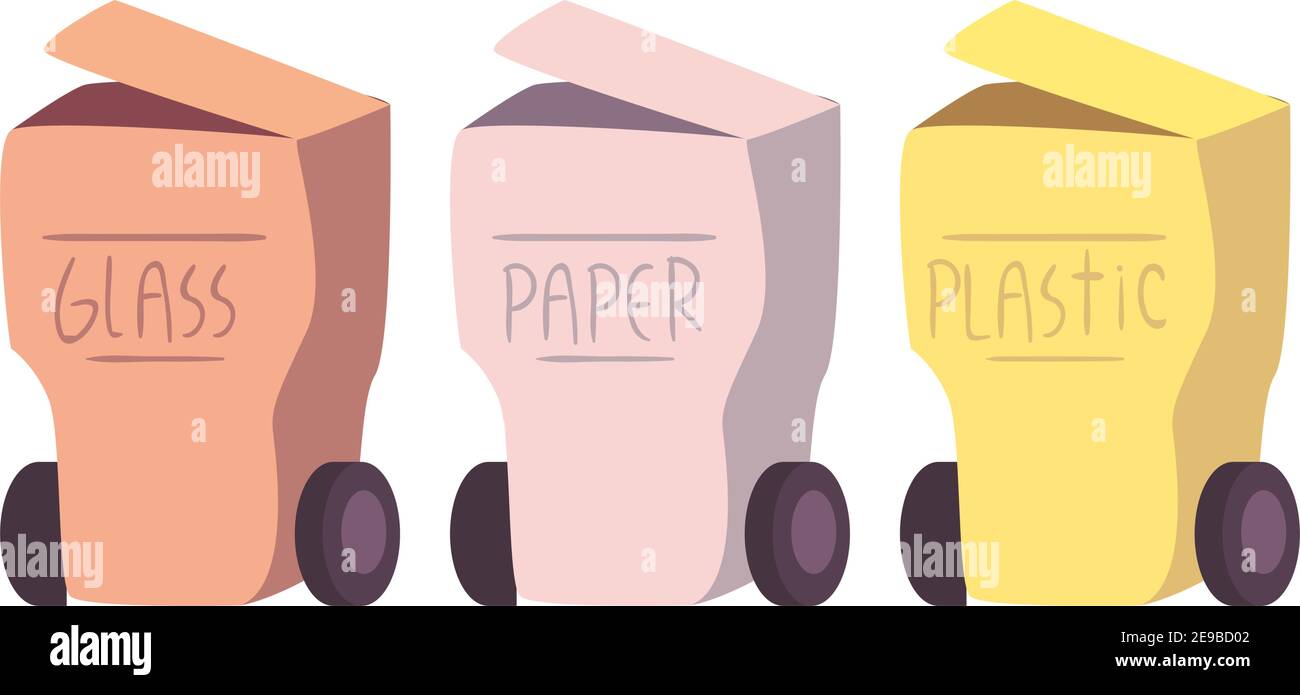 Recycle glass paper and plastic trashes design, Ecology eco save and ...