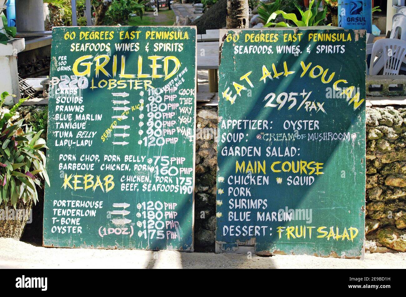 Boracay restaurant food menu board hi-res stock photography and images ...