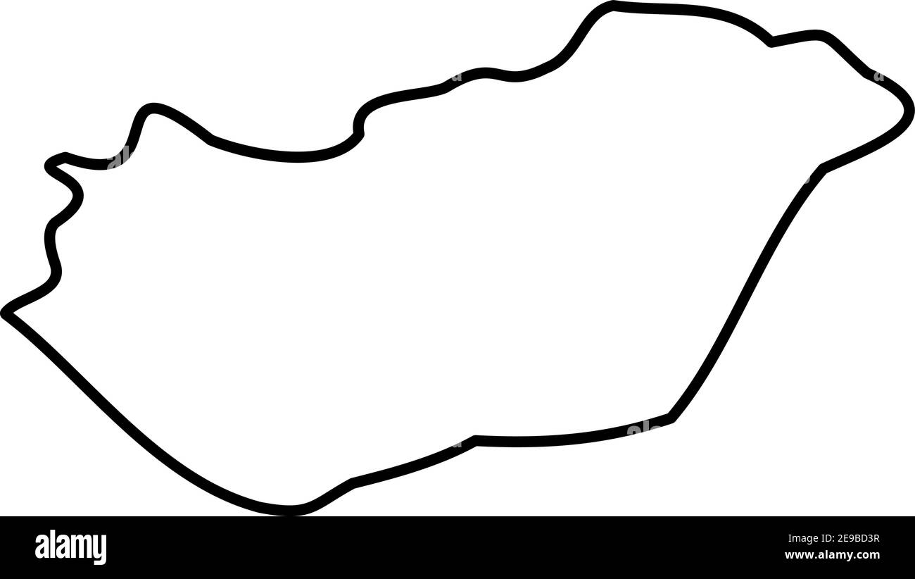 Hungary - solid black outline border map of country area. Simple flat ...
