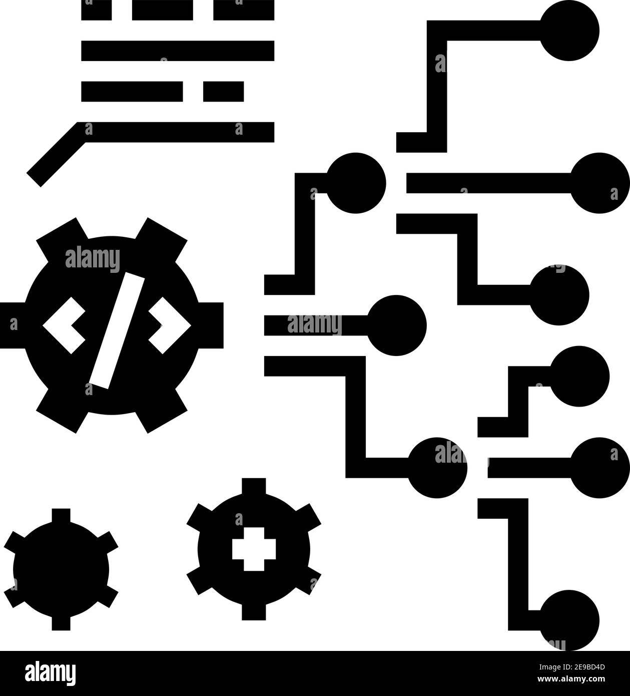 code and settings working process glyph icon vector illustration Stock ...