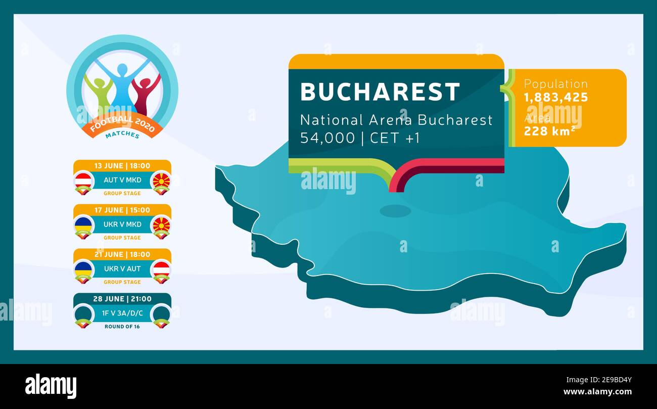 Isometric Romania country map tagged in Bucharest stadium which will be ...