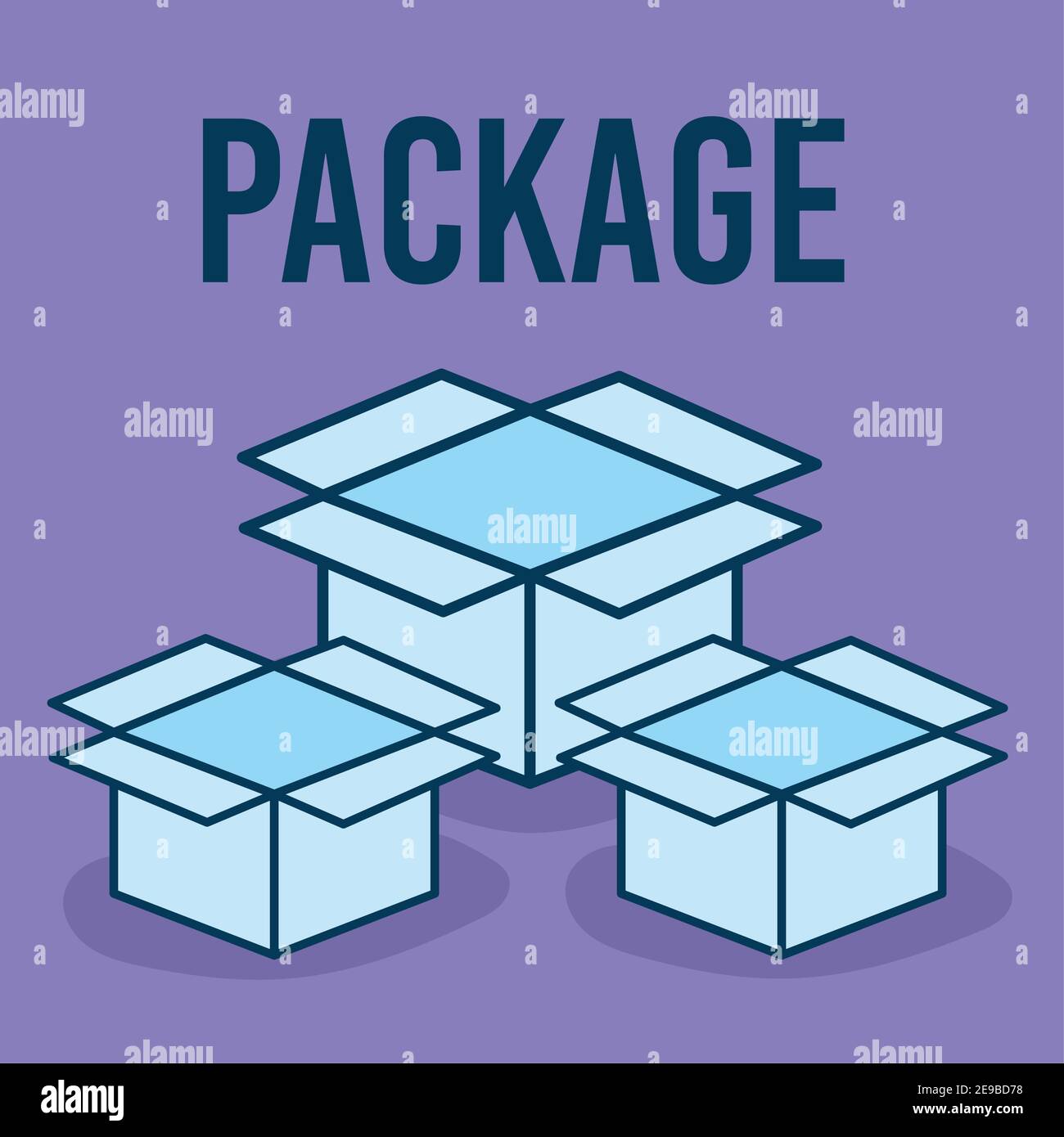 package lettering and set of boxes icons Stock Vector Image & Art - Alamy