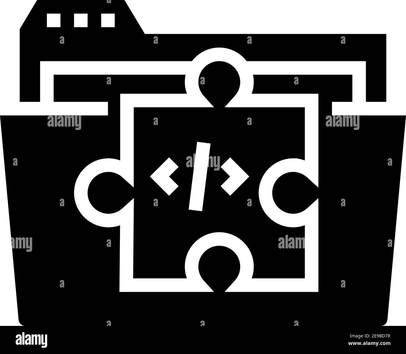 folder with program code files glyph icon vector illustration Stock ...
