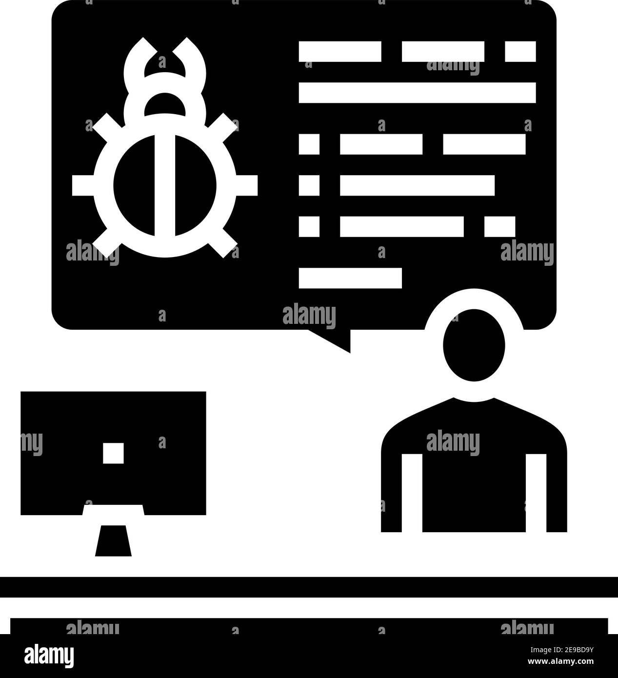 sysadmin information about virus glyph icon vector illustration Stock ...