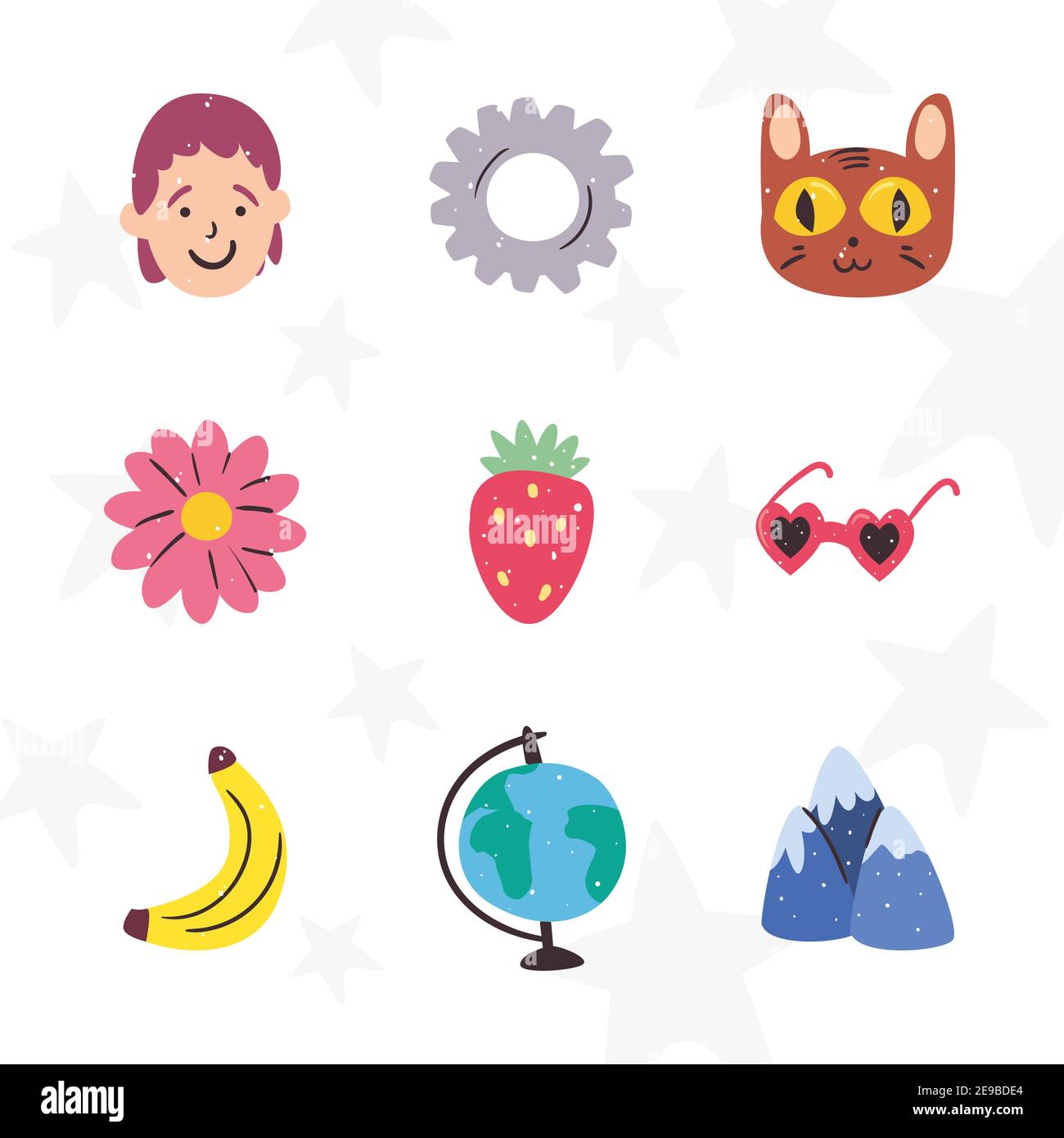 cute miscellaneous icon set design, badges ornament and fashion theme ...