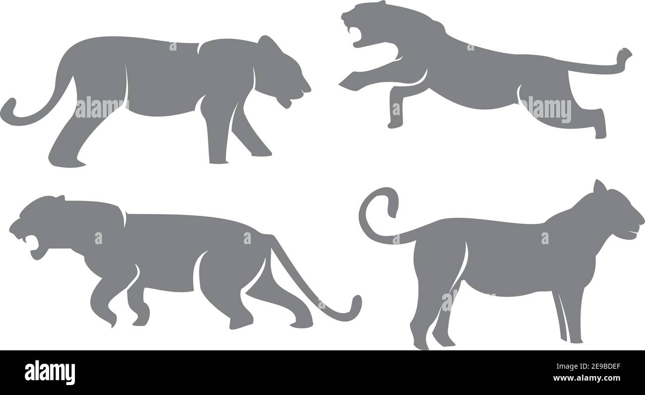 Tiger Animal Set Emblem Mascot Graphic Template Illustration Stock ...