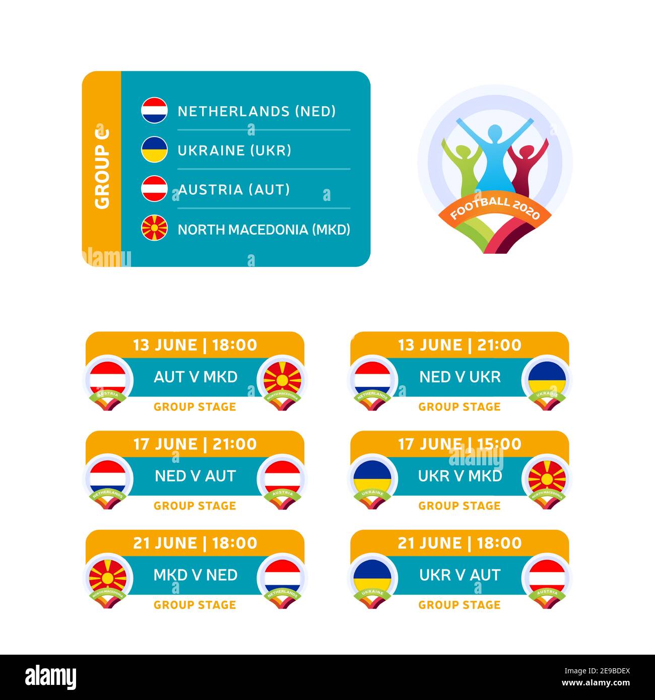 Football 2020 tournament final stage group C vector stock illustration ...
