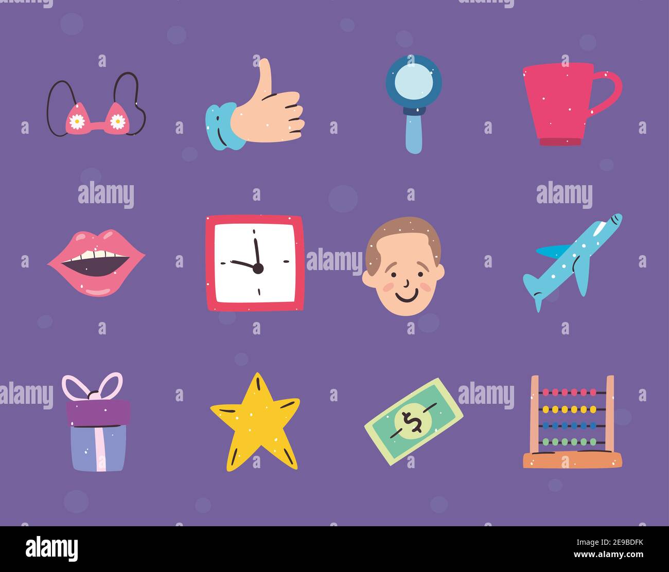 cute miscellaneous symbol set design, badges ornament and fashion theme ...