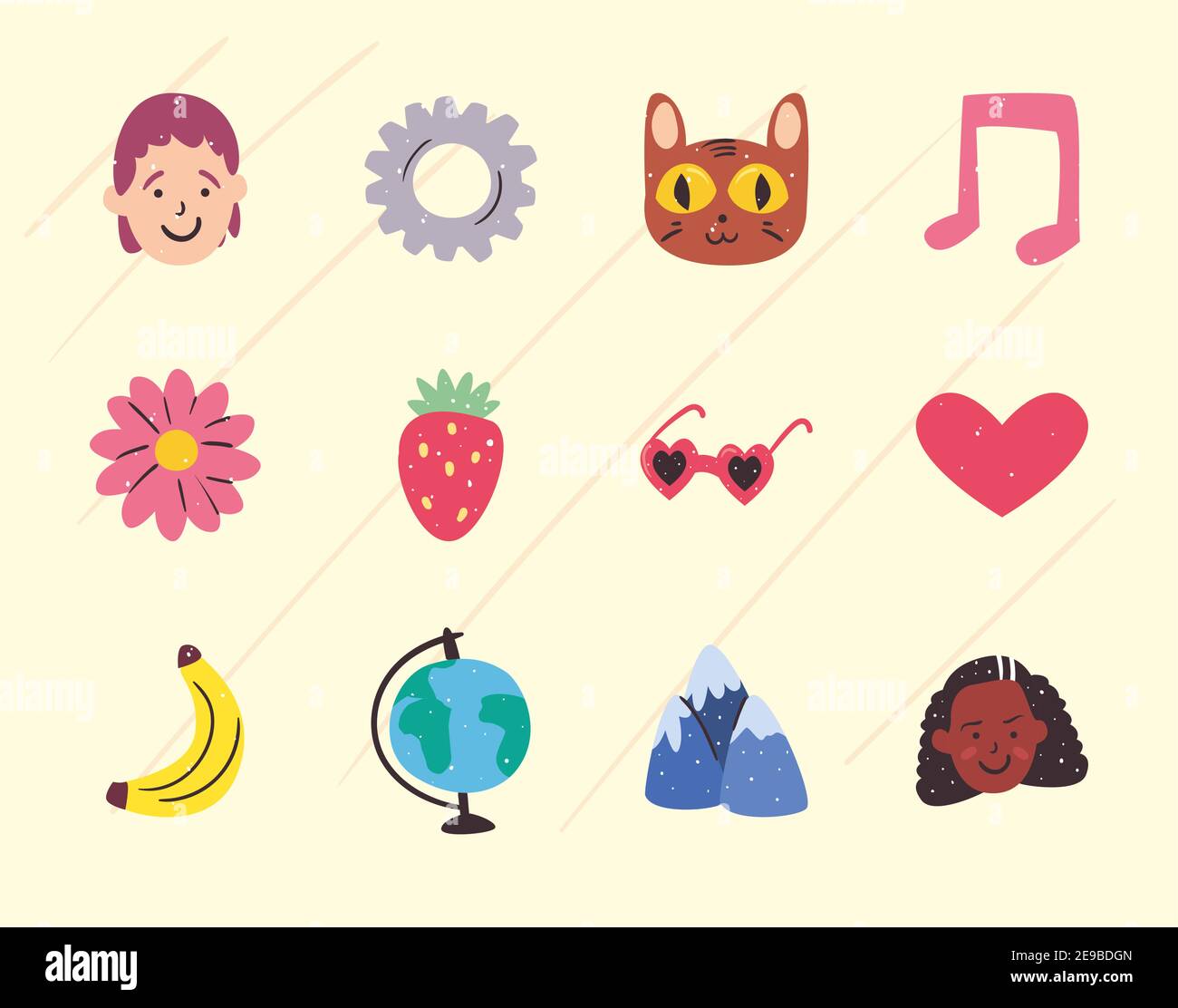 cute miscellaneous symbol collection design, badges ornament and ...