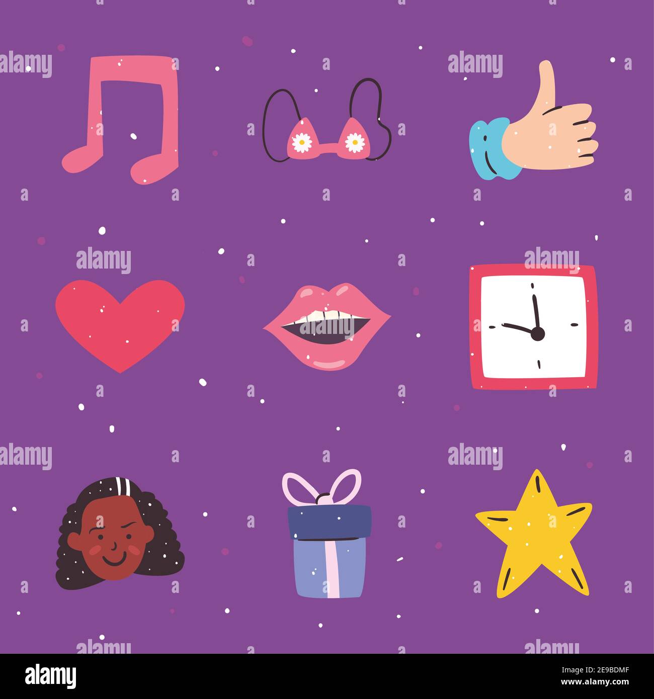 cute miscellaneous icon collection design, badges ornament and fashion ...
