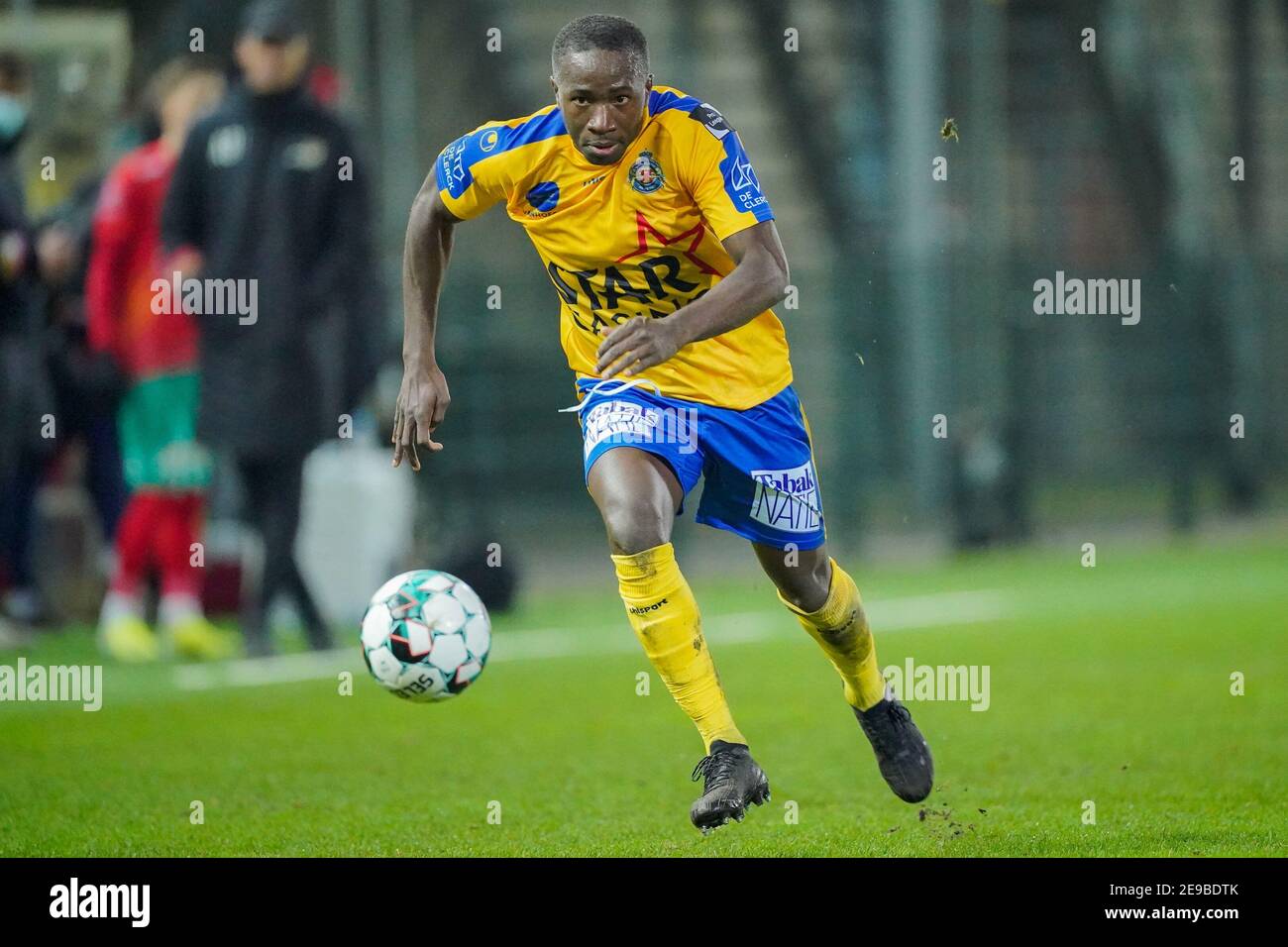 BEVEREN, BELGIUM - FEBRUARY 3: Serge Leuko of Waasland Beveren during ...