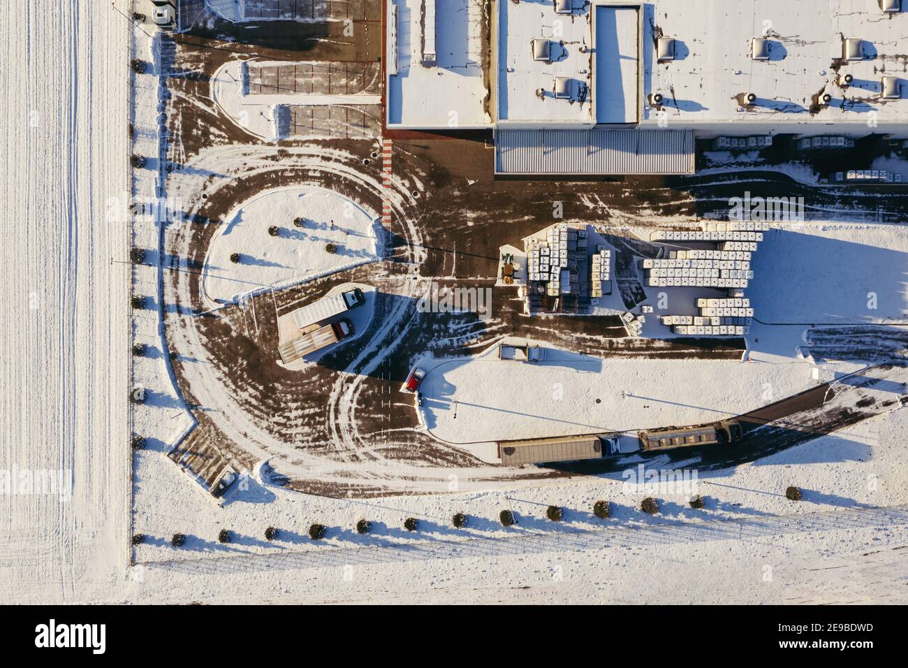 Aerial view of the logistic distribution center in Central Europe ...