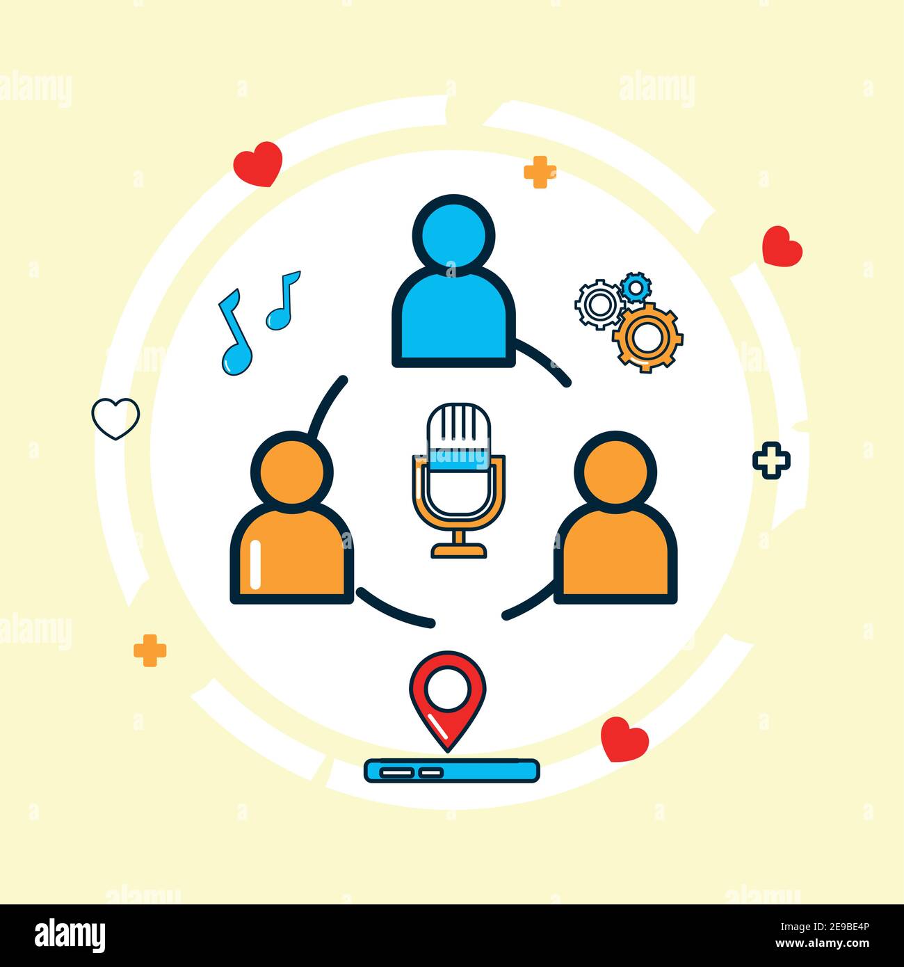 Social media avatars with microphone design, multimedia communication ...