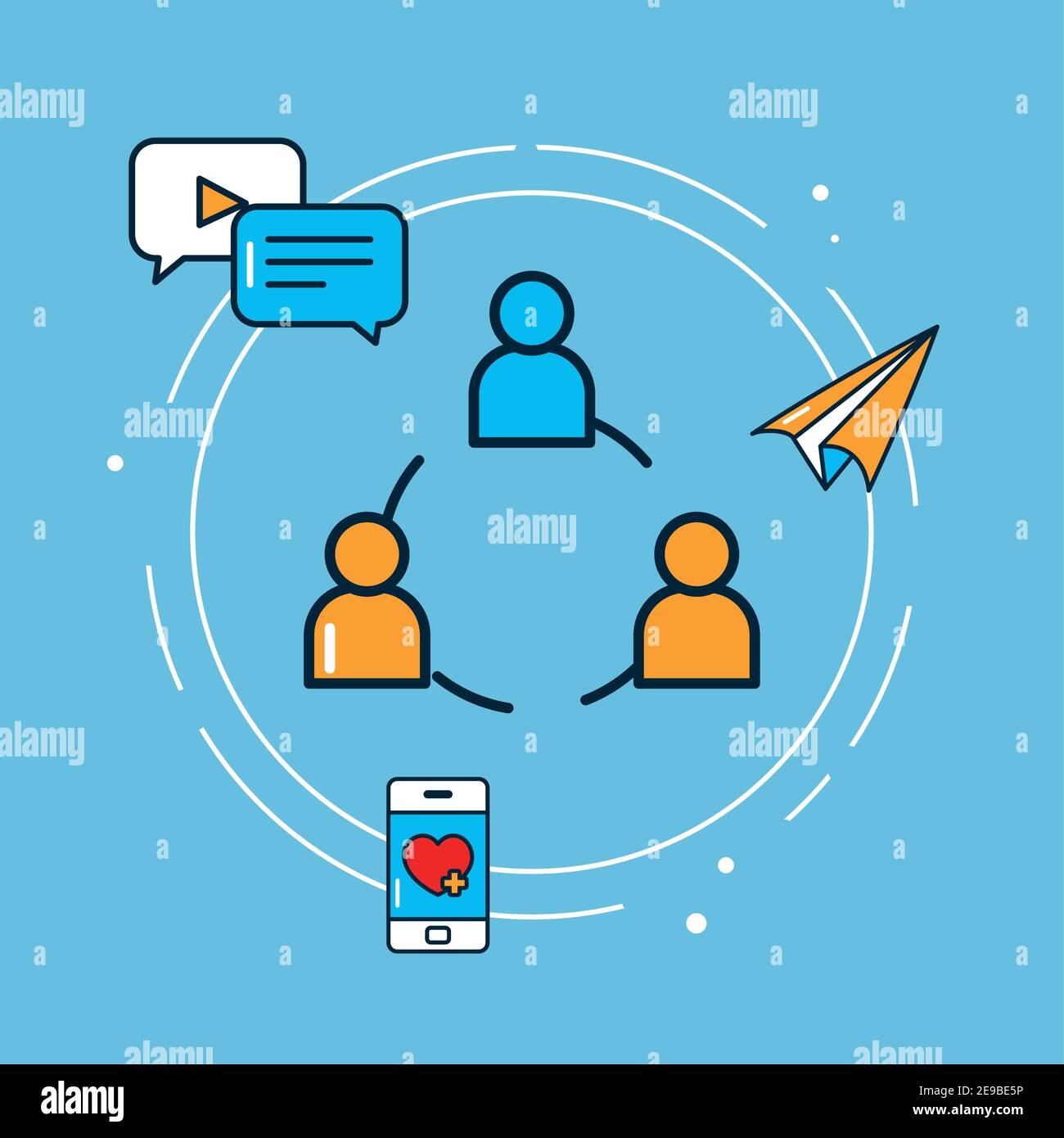 Social media avatars with icon set design, multimedia communication and ...