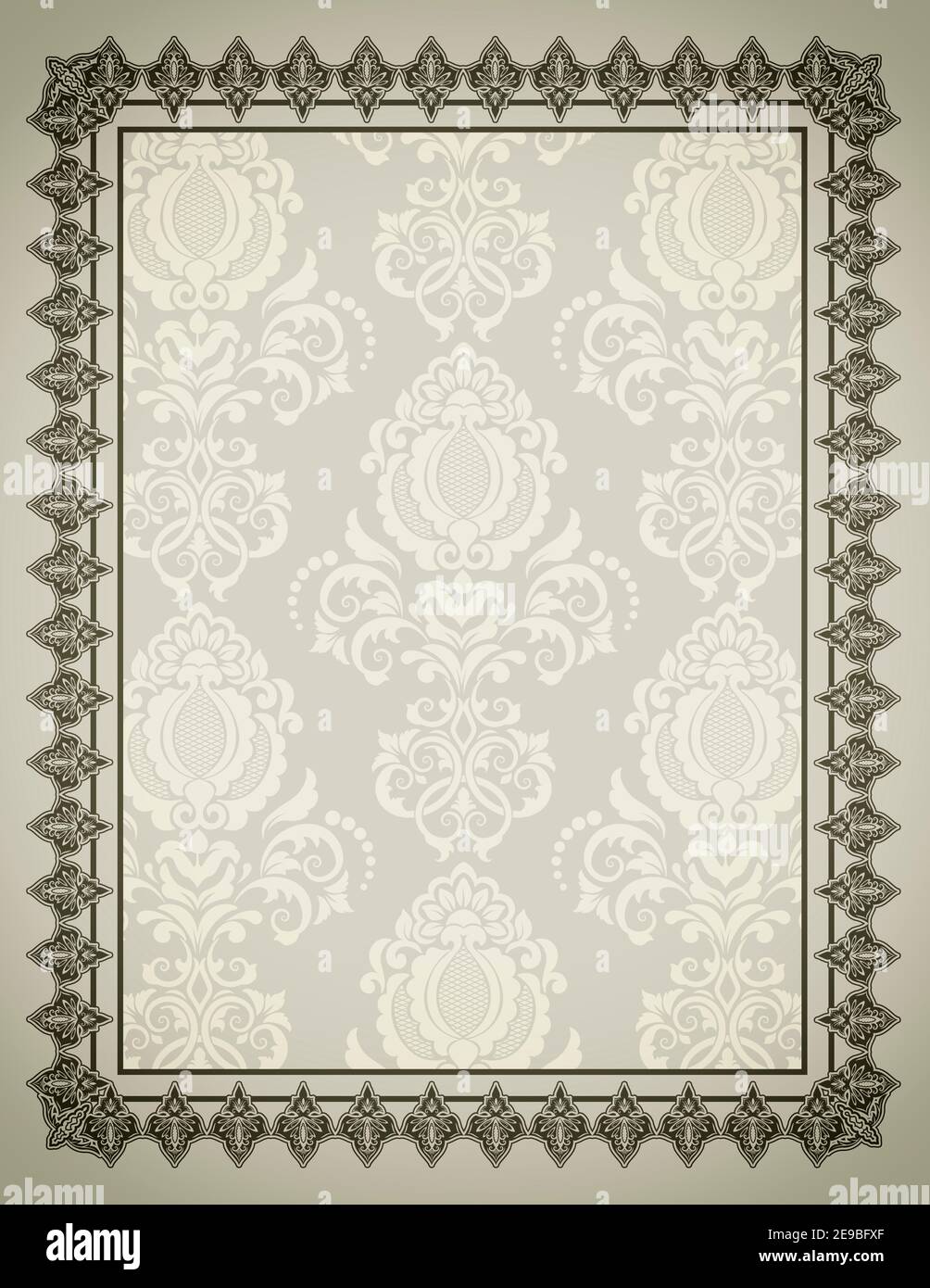 Elegant background with decorative vintage border and floral patterns ...