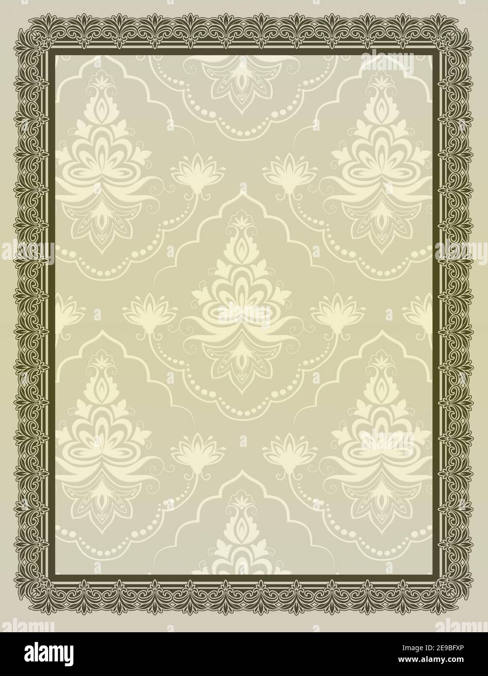 Decorative background with elegant border and patterns in retro style ...