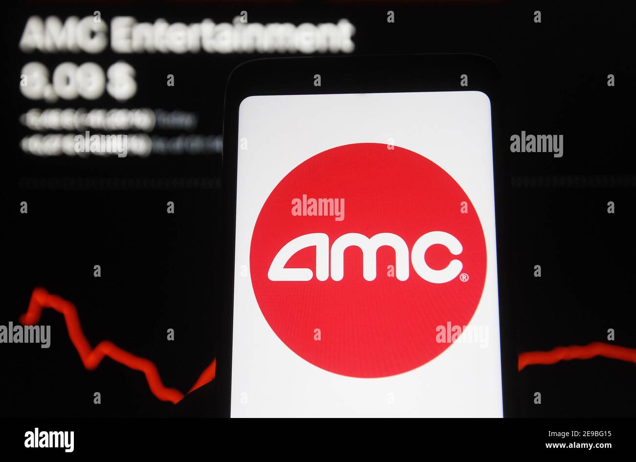 In this photo illustration, an AMC logo seen displayed on a smartphone ...