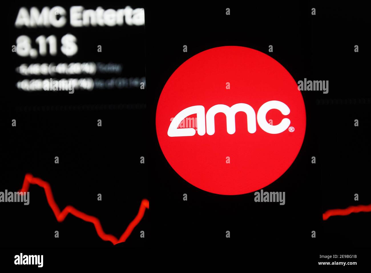 In this photo illustration, an AMC logo seen displayed on a smartphone ...