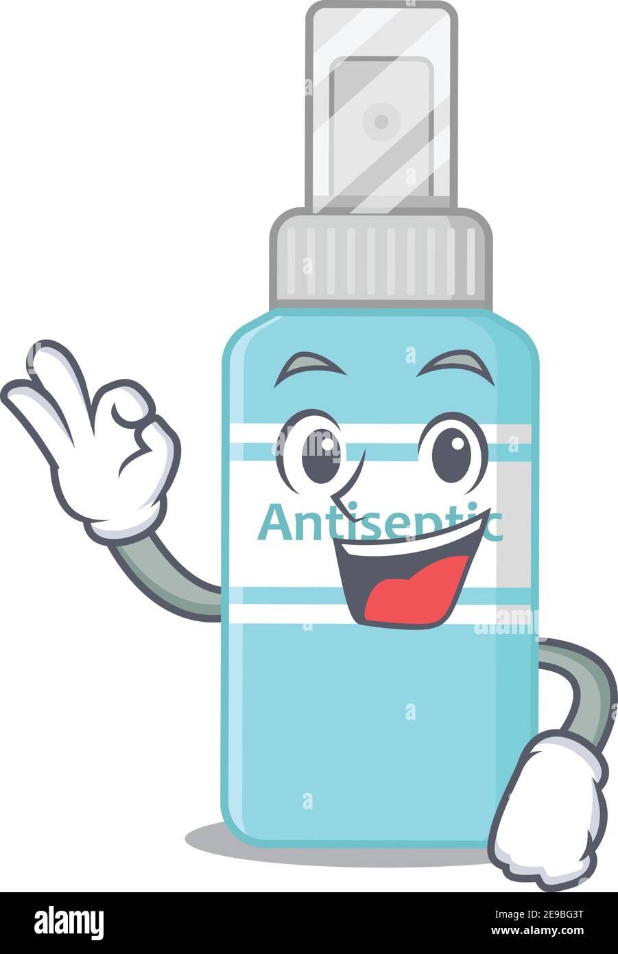 Antiseptic cartoon mascot design with Okay finger poses. Vector ...