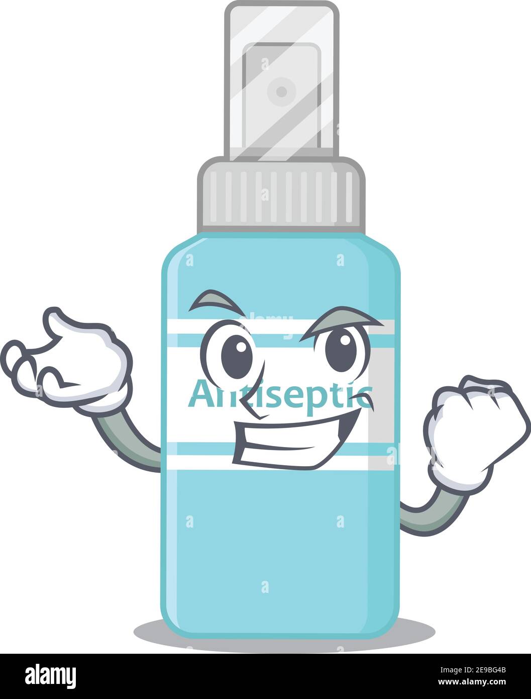 A funny cartoon design concept of antiseptic with happy face. Vector ...