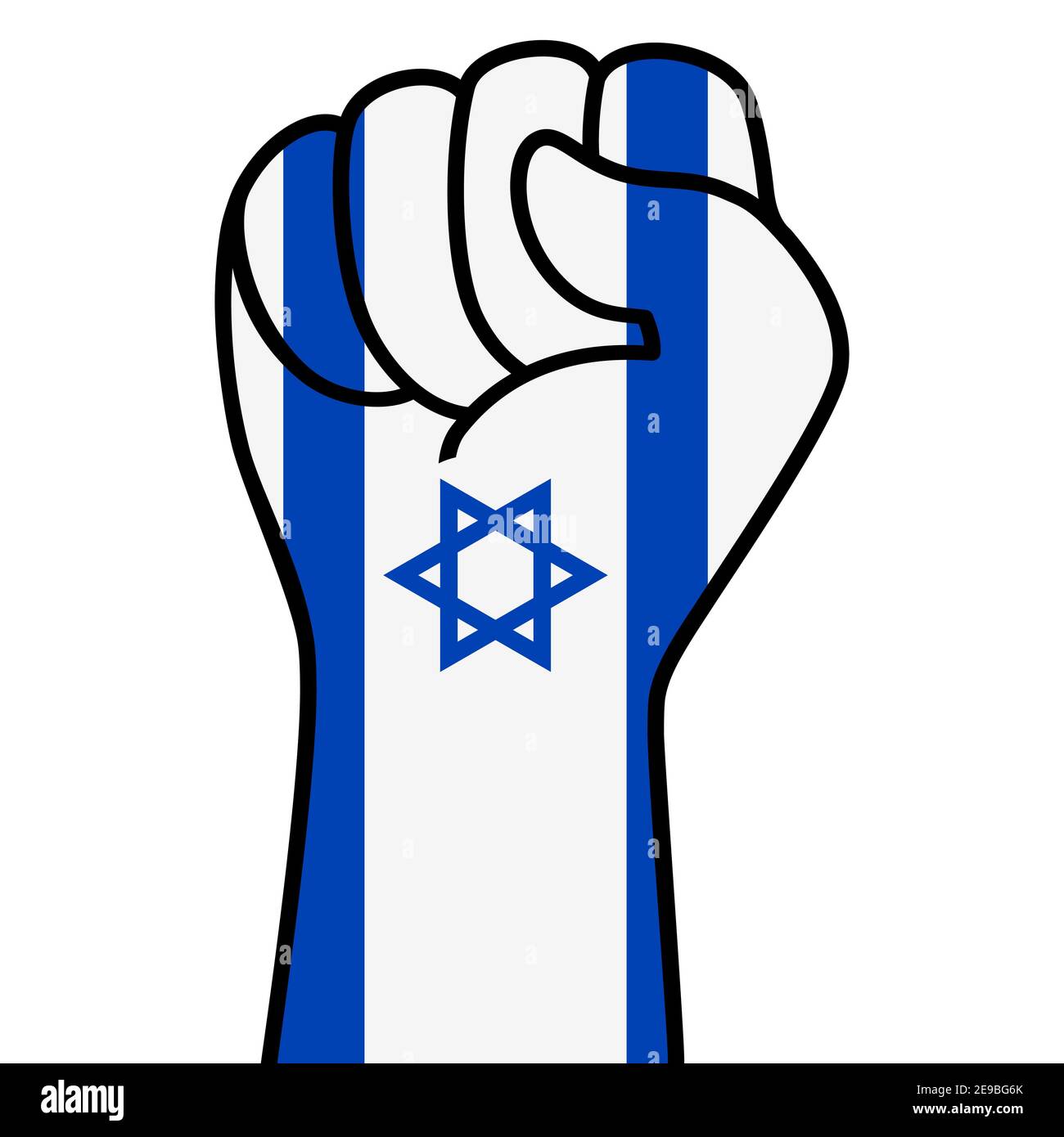 Raised fist of israel flag. Israeli hand. Fist shape israel flag color ...