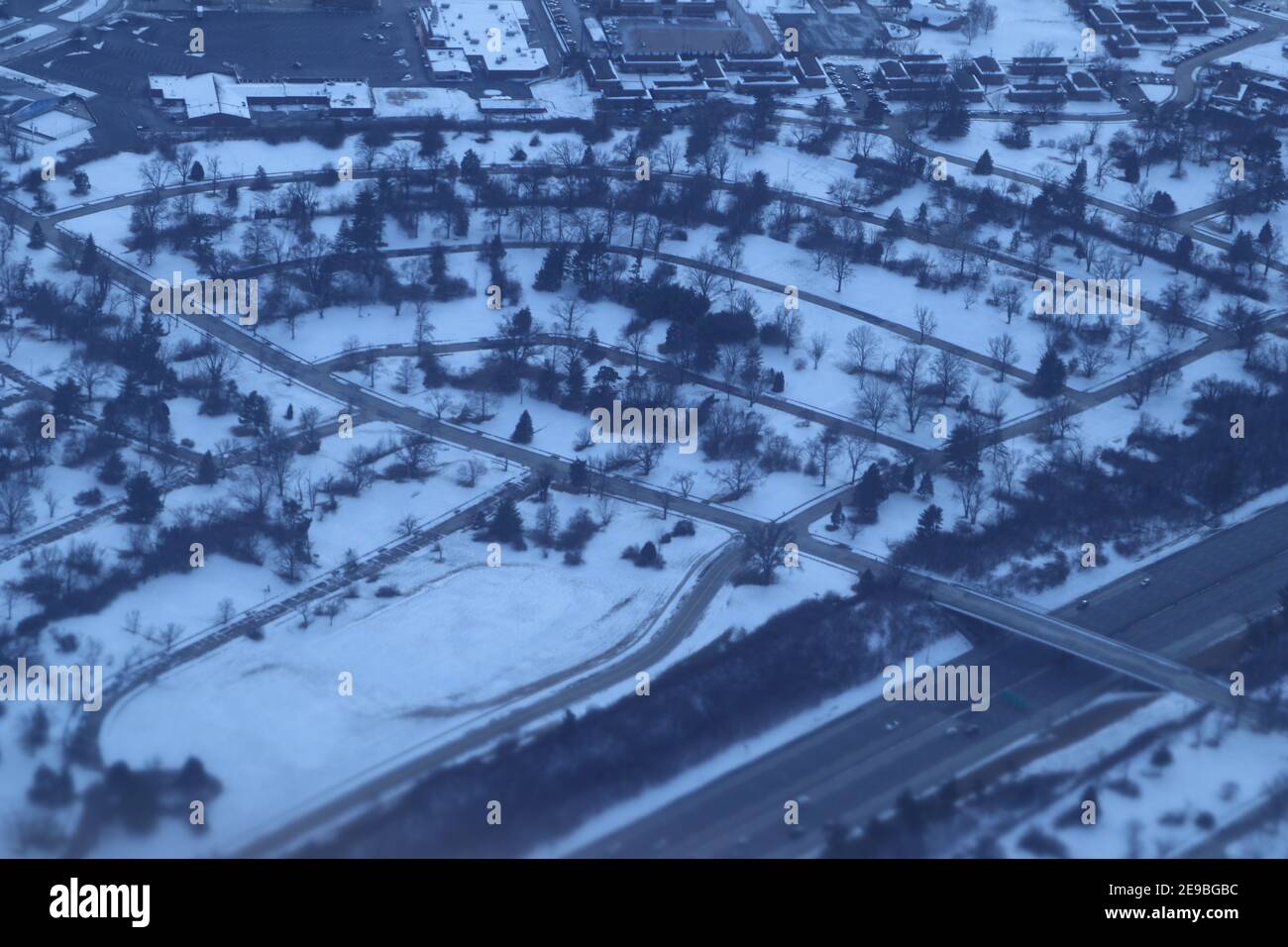 Aerial view of Seattle, USA, covered in snow Stock Photo - Alamy