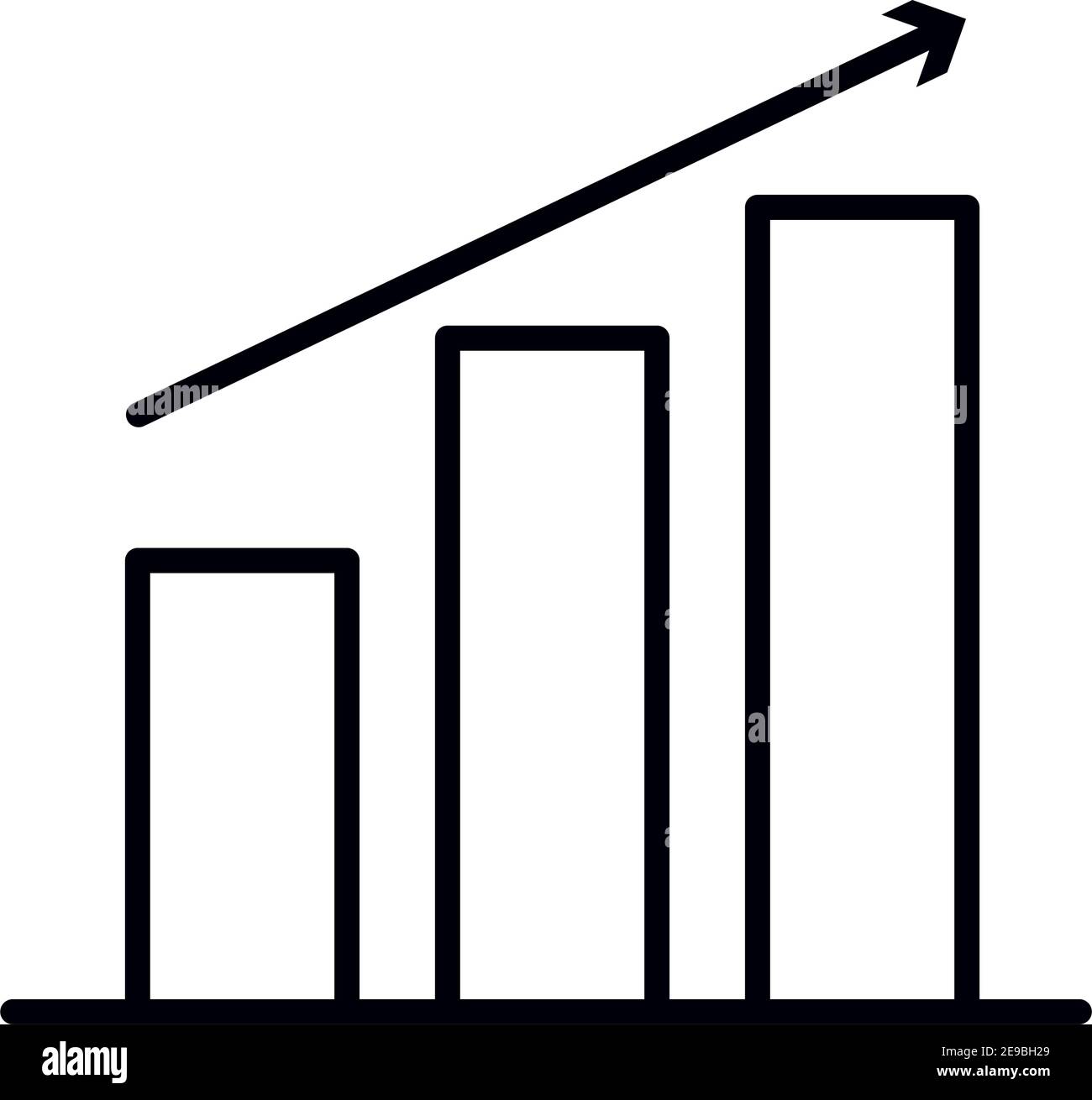 graphic bar chart with ascending arrow over white background, line ...