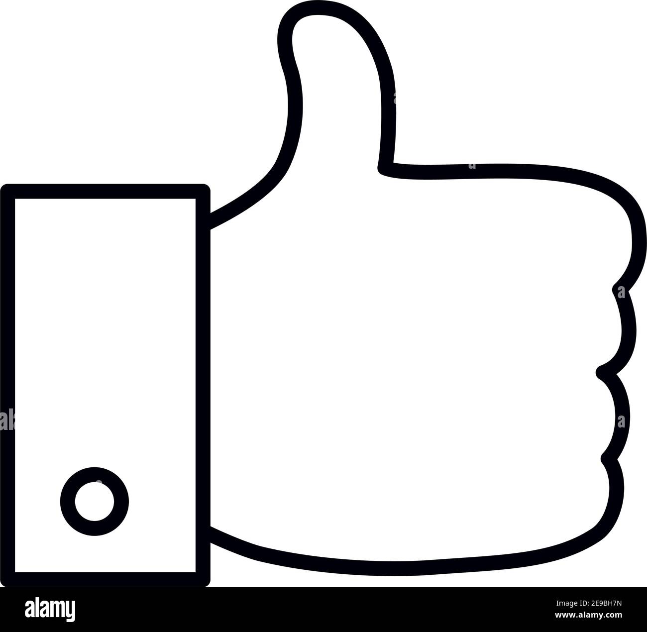 hand with thumb up over white background, line style, vector ...