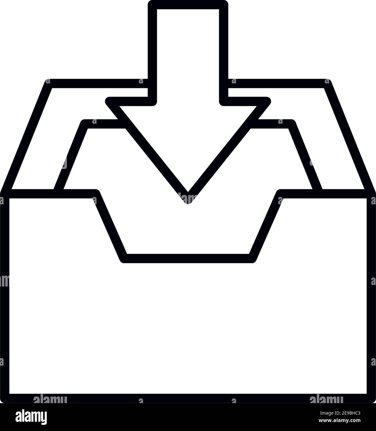 download arrow inbox icon over white background, line style, vector ...