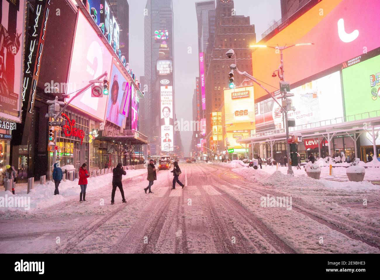 Snow Covered Times Square Stock Photo - Alamy