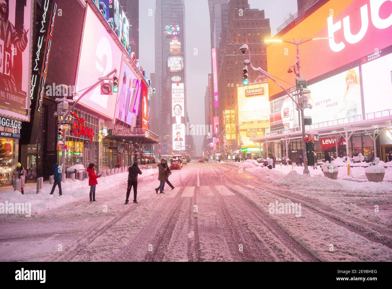 Snow Covered Times Square Stock Photo - Alamy