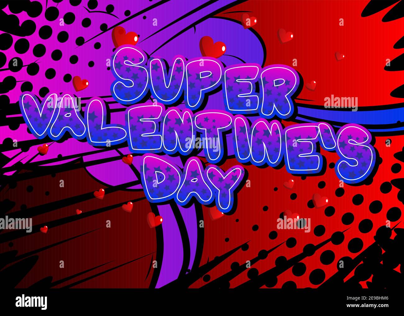 Comic book Super Valentine's Day greeting card on cartoon background ...