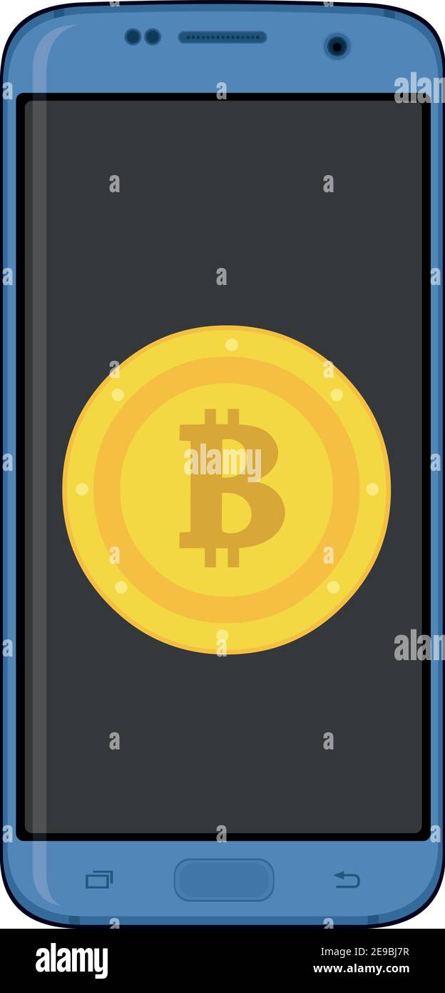 Vector illustration concept bitcoin and cell phone Stock Vector Image ...