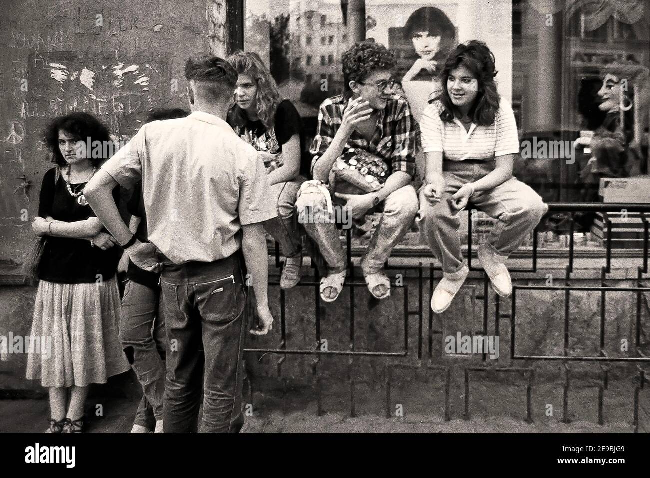 Local youth is a regular Arbat. Arbat Street, 80s-90s, Moscow, capital ...