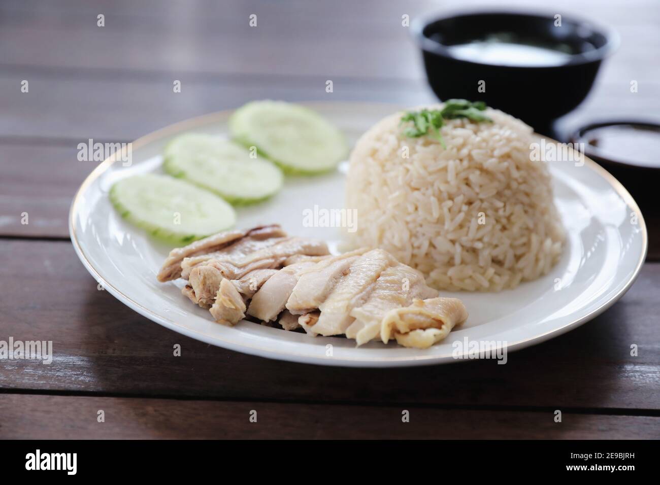 Thai food gourmet steamed chicken with rice khao mun kai Stock Photo ...